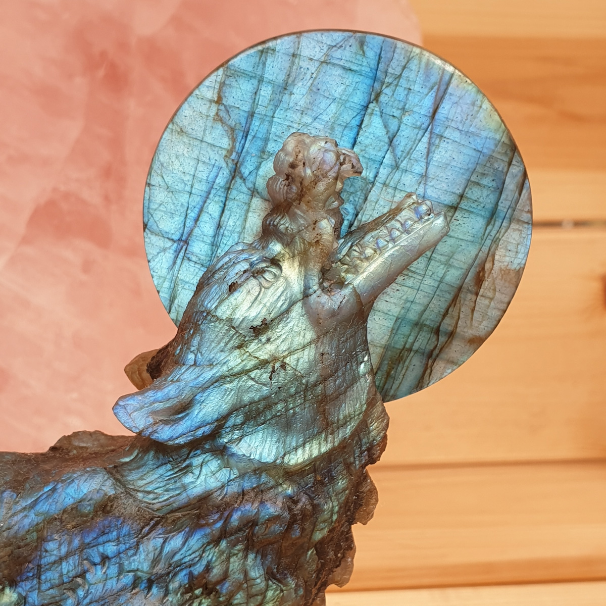 Artisan Carved Labradorite Wolf - Maddogg Designs